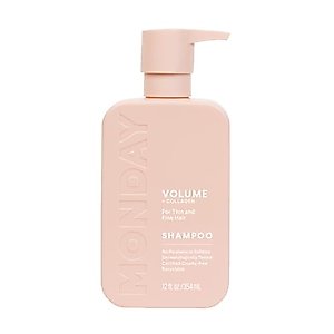MONDAY Haircare Volume Shampoo 12oz for Thin, Fine, and Oily Hair, Made from Coconut Oil, Ginger Extract, & Vitamin E, 100% Recyclable Bottles (354ml), Pink (10428)