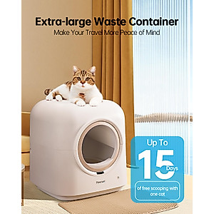 Pawduct Automatic Cat Litter Box Self Cleaning, Anti-Pinch Robot Cat Litter Box, Large Cat Litter Box for Multiple Cats, Smart APP Remote Control/Odor Removal, with Waste Bags/Mats