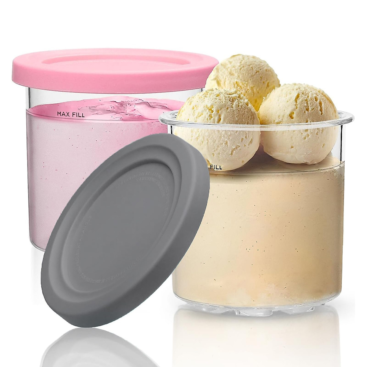Ice Cream Pints Cup,Creami Pint Containers with Lids for Ninja Cream Pints,Creami Pints Kitchen Accessories,for NC301 NC300 NC299AMZ Series Ice Cream Maker,Dishwasher Safe