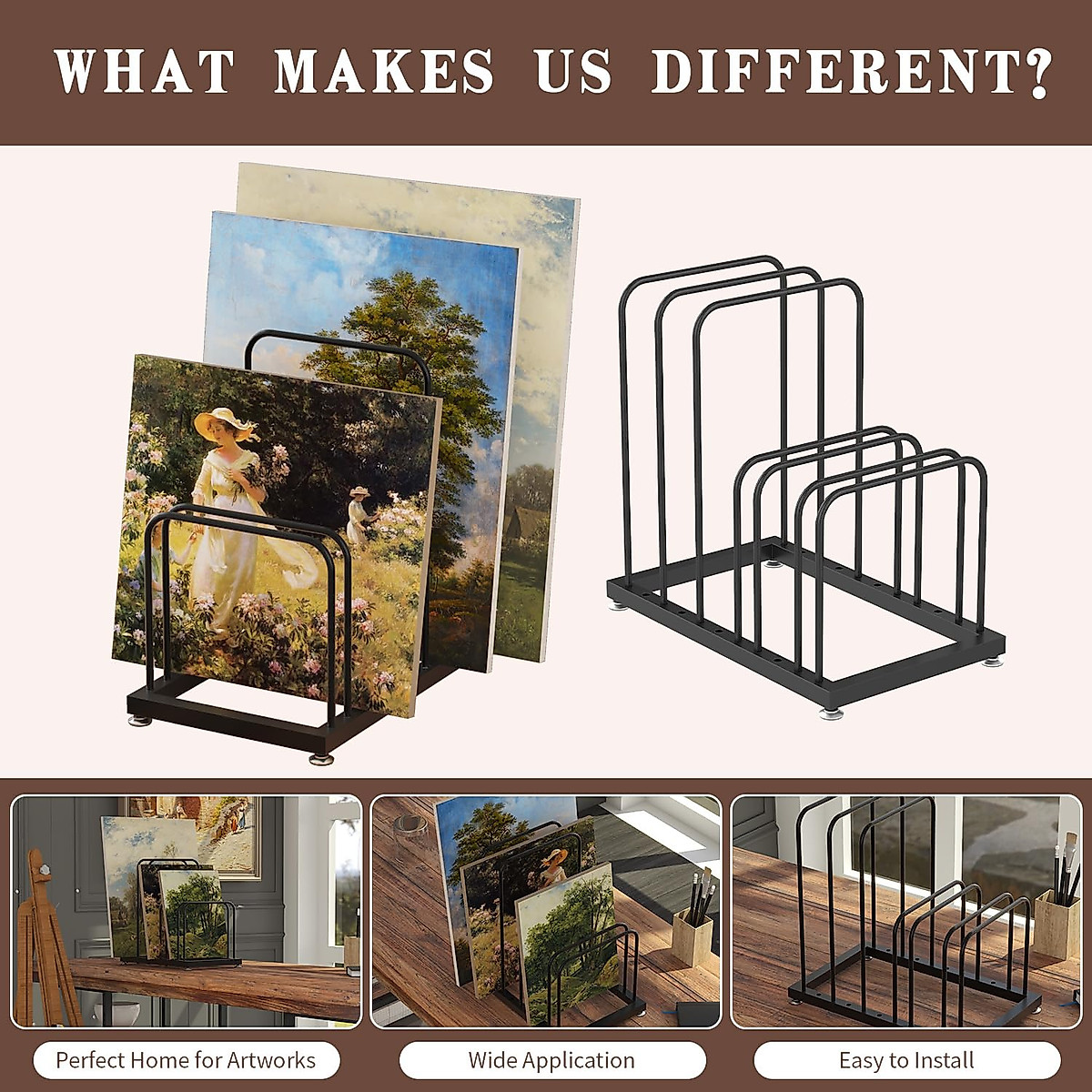 YAGEANNL Art Storage Rack,Tabletop Art Rack,Metal Canvas Storage Rack, Artist Storage & Drying for Canvas Frame Drawing Board,Prints, Panels, Paintings Display