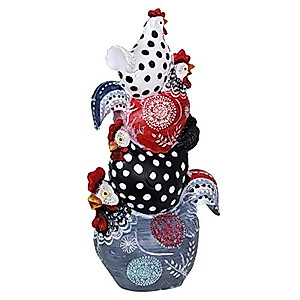 Exhart Stacked Hens Garden Statue, Durable Hand Painted Resin, Cute Farm Garden Décor, 7.5"x4"x12.5"