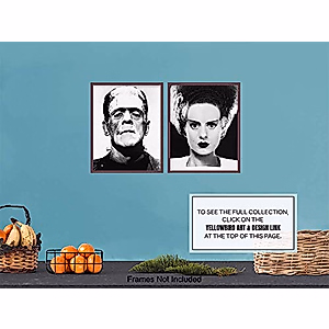 Frankenstein, Bride Poster Set - Gift for Vintage Hollywood Horror Monster Movie, Goth, Gothic Fan, Men, Teens, Kids Bedroom - 8x10 Funny Photo Photograph Wall Art Decor, Room Decorations Pictures