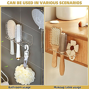 Acrylic Hair Brush Holder for Bathroom Adhesive Hair Tool Organizer Wall Mounted Hair Comb Holder Organizer Hot Tool Holder with 3 Holes Diameter 1.34-1.57 In,Remove Film Before Use(transparent)