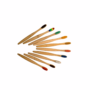 TXV Mart Eco-Friendly Natural Bamboo Toothbrush BPA Free Biodegradable Handle Mixed Color (Pack of 10 Individual Boxes)