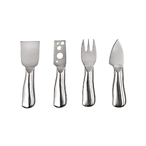 True Quartet Tool Set Brushed Stainless Steel, Knives, Cheese Forks, Dishwasher Safe, Set of 4, Silver