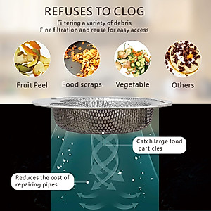 JATYP 2 Pack Kitchen Sink Strainer Stainless Steel with Upgraded Handle, Strainer for Most Sink Strainer Kitchen Drain,Anti-Clogging Drain Basket Collector