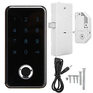 Smart Combination Lock, Keyless Fingerprint Digital Password Electronic Lock for Cabinet File Locker 2 Colors(Gold)