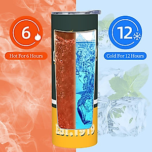 LANJAO Tumbler 20oz Straight Skinny Car Cups With Insulated Cup Sleeve Portable Handle, Sports Travel Coffee Mug, Stainless Steel, Insulated,Classic Collection Gifts for Men Women Fans