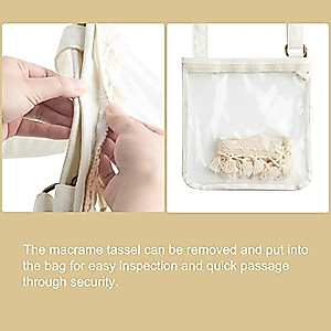 Mkono Clear Bag Stadium Approved Clear Concert Purse with Macrame Tassel Transparent Sports Fan Handbags for Women Girl, Especially for Sports Events Concert Festival Park Work