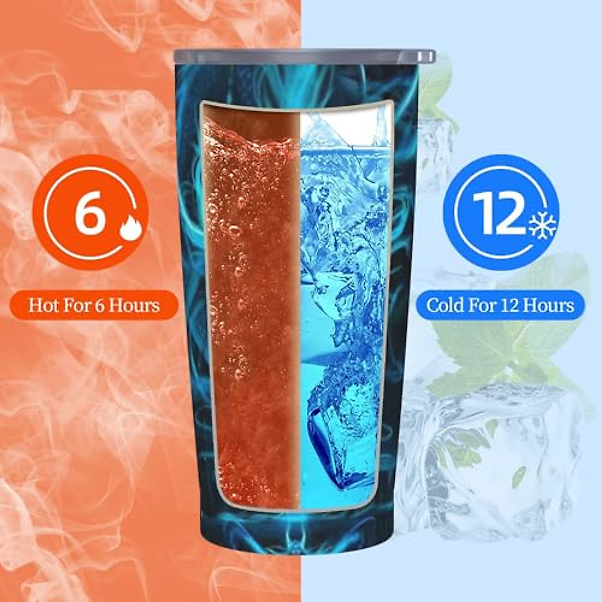 Blue Dragon 20oz Tumbler Stainless Steel Vacuum Insulated Double Wall Travel Tumbler, Durable Insulated Coffee Mug, Thermal Cup With Lid and Straw for Hot & Cold Drinks