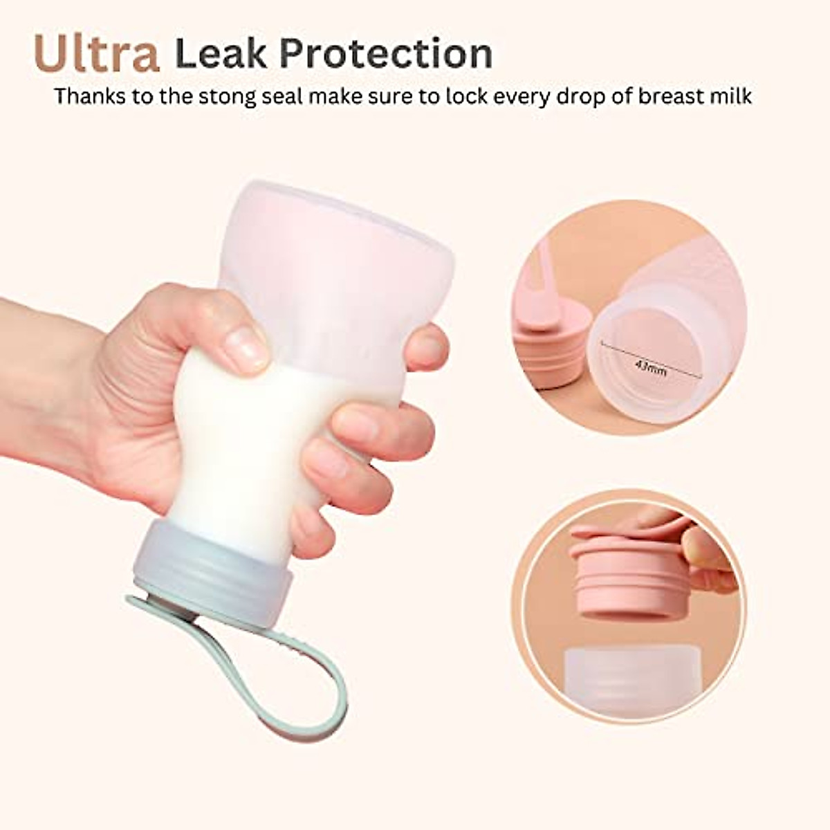 Reusable Milk Storage Bags Breastmilk -Leak Proof Breast Milk Bag 8oz/240ml Great for Traveling/On The Go Pumping- Reusable Baby Food Pouch Pink+Green 2PCS