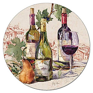 CounterArt Wine Tableau 4mm Heat Tolerant Tempered Glass Lazy Susan Turntable 13" Diameter Cake Plate Condiment Caddy Pizza Server