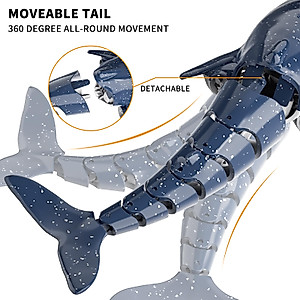 2.4Ghz Remote Control Whale Shark Toys for Boys Kids, 1:18 Scale High Simulation Whale Shark for Pool, Electric RC Whale Shark Fish Toys with Light & Spray Water Function for 4 5 6 7 8 9 Year olds Kid