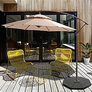 VredHom 4 Piece Cantilever Umbrella Base Stand, Patio Offset Umbrella Stand, Heavy Duty Plastic Outdoor Umbrella Base, Water/Sand Filled Umbrella Holder, for Deck, Lawn, Garden, Pool, 54L, 180LBS