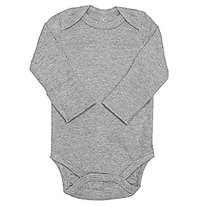 Goobie Baby Long Sleeve Classic Bodysuit Set with Fold-over Mitten Cuffs to Prevent Scratching, Soft 100% Cotton Onesie, Tagless Neck, 4 Pack (Gray, 3-6 Months)