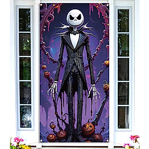 The Nightmare Before Christmas Door Cover Halloween Jack Skellington Birthday Party Front Door Porch Banner Photography Decoration