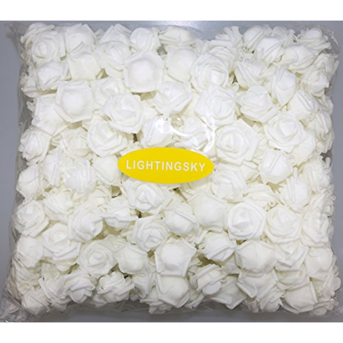 Lightingsky 300pcs 1.7 inch Real Touch Artificial Rose Head, DIY 3D Artificial Flowers for Wedding Bouquets, Room Decoration (White)