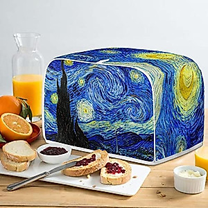 Gomyblomy Van Gogh's Starry Night 4 Slice Toaster Dust Cover Bread Toaster Oven Dustproof Cover Kitchen Bakeware Protector Dustproof Fingerprint Protection