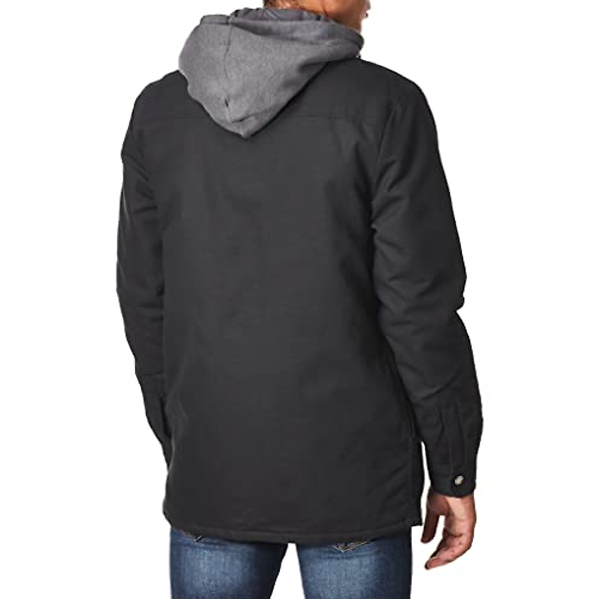 Dickies mens Fleece Hooded Duck Shirt Jacket With Hydroshield Work Utility Outerwear, Black, X-Large US