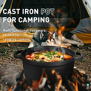 Pre-Seasoned Cast Iron 2-In-1 Heavy-Duty 5.5qt Dutch Oven With Skillet Lid Set, Oven,Grill, Stove Top, BBQ and Induction Safe