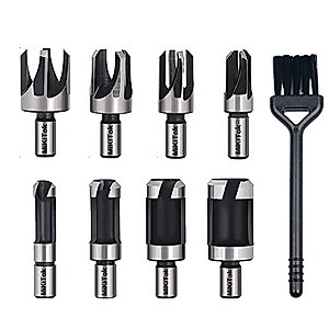 Plug Cutters for Wood,MIKITOK(9Pcs) Brocas para Madera,Wood Plug Cutter Set with Cleaning Brush Make It Snappy 6mm 10mm 13mm 16mm