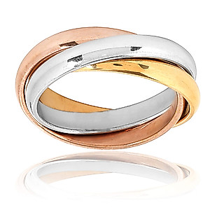 West Coast Jewelry Women's Tri-Color Stainless Steel Intertwined Triple Ring - Size 9