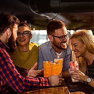 NutriChef 14.2oz Highball Drinking Glasses - Set of 2 Heavy Base Tall Tumbler Clear Glassware for Water, Wine, Beer, Liquor, Gin, Cocktail, Whiskey, Juice, Iced Coffee, Mixed Drinks, Dishwasher Safe