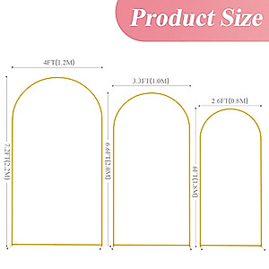 Fomcet Metal Arch Backdrop Stand Set of 3 Gold Wedding Arch Stand 7.2FT & 6.6FT & 6FT Arched Backdrop Frame for Birthday Party Baby Shower Graduation Ceremony Decoration