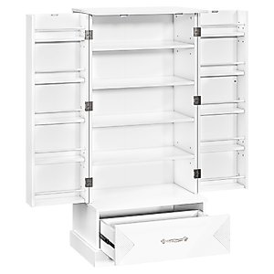 Bigbiglife 47" Kitchen Pantry Cabinet, Kitchen Storage Cabinet with Doors and Adjustable Shelves, Freestanding Buffet Cupboards with Drawer for Kitchen, Living Room and Dining Room, White