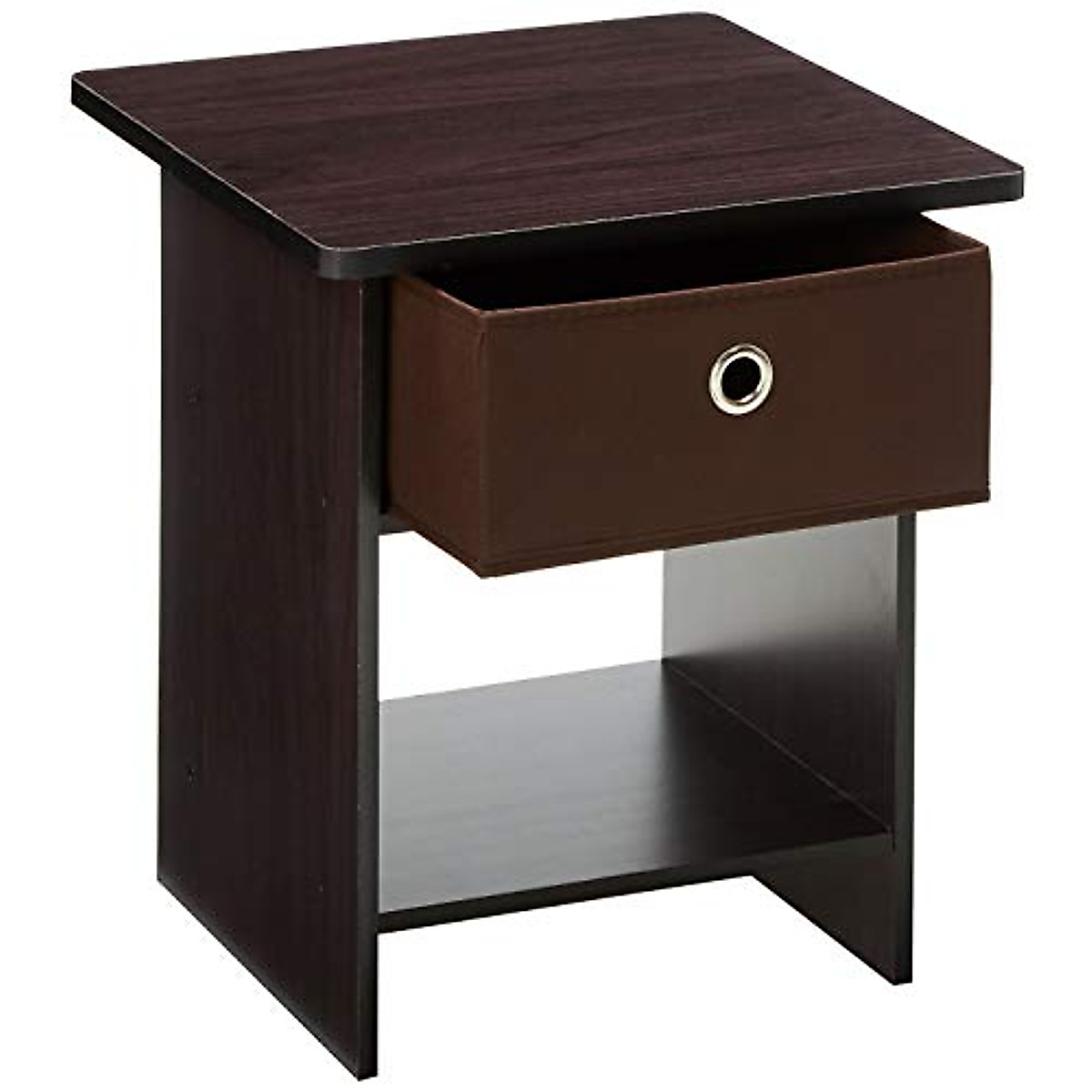 Furinno Dario End Table / Side Table / Night Stand / Bedside Table with Bin Drawer, 1-Pack, Dark Walnut