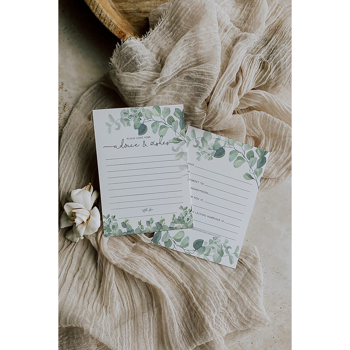 Your Main Event Prints Eucalyptus Advice and Wishes Cards for Bridal Showers, Weddings, and the Bride and Groom - Pack of 50 5"x7" Cards