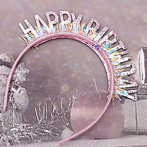 CIEHER Birthday Tiara, Birthday Headband for Women and Girls, Happy Birthday Decorations and Gifts - Pink