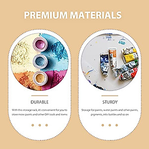 SEWACC Wooden Paint Rack Paint Rack Organizer with 18 Holes Diy Art Tools Storage Stand Pigment Bottle Storage Rack Craft Paint Holder Cabinet Organizer for Painting