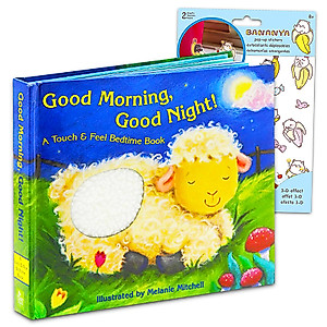 Good Morning Good Night - A Touch and Feel Book Baby Toddler (Includes Stickers) | Bilingual Edition English & Spanish