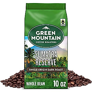 Green Mountain Coffee Roasters, Fair Trade Certified™ Organic, Sumatra Reserve, Whole Bean Coffee, Dark Roast, Bagged 10oz.