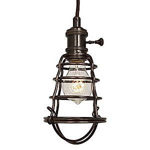 1 Light Aged Bronze Cage Penda 6.9h x 5w x 5d Weathered Brnze