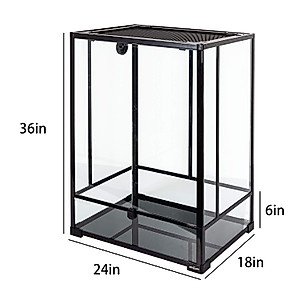 REPTI ZOO 24" x 18" x 36" Reptile Tall Glass Terrarium Rainforest Habitat Double Hinge Door with Screen Ventilation 67 Gallon Reptile Terrarium Easy Assembly