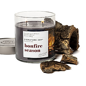 Signature Soy Lidded Bonfire Season Scented Candle, Large Jar
