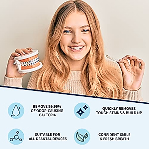 Retainer & Denture Cleaner Tablets - 4 Months Supply (120 pcs) Dental Retainers for Aligner - Mouth & Night Guards - False Teeth Whitening - Removes Odor & Plaque (120 Pcs)