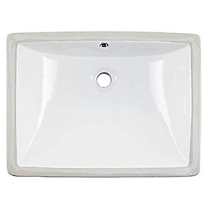 Friho 18.5''x13.8''x7.9'' Modern Sleek Rectangular Undermount Vanity Sink Porcelain Ceramic Lavatory Bathroom Sink, White with Overflow