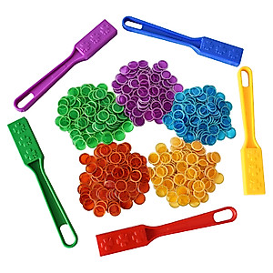 Yuanhe Magnetic Bingo Chips Set - 5 Colors Magnetic Wands with 500 Metal Chips for Counting and Sorting, Educational Activities