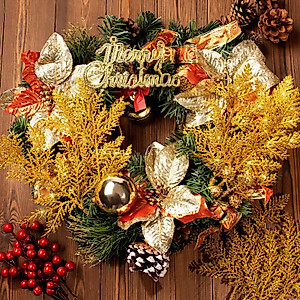 TORINALITAL 22PCS Christmas Tree Picks Sprays, Gold Glitter Artificial Pine Needles Faux Christmas Floral Picks Branches for Christmas Tree Wreath Wedding Bouquet Winter Seasonal Holiday Decoration