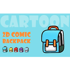 Yinilomo 3D Jump Style Kawaii Backpack Sketch Cute Cartoon 2D Drawing from Comic Paper Anime Bookbag School Supplies Fun Daypack (Blue)