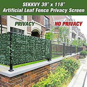 SEKKVY 39" x 118" Artificial Hedges Faux Ivy Privacy Fence Screen Peach Leaves Panels with Mesh Backing - Vine Decoration for Outdoor Decor, Garden, Yard