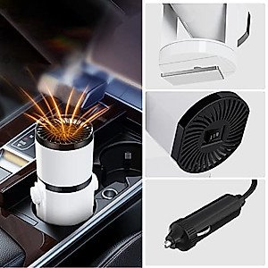 TTSITG Portable Car Heater Defroster, 12V 150W Car Defroster Defogger with 360 Degree Rotary Base 2 in 1 Plug in Cigarette Lighter Car Heater and Cooling Fan for Automobile Windscreen Winter (12V)