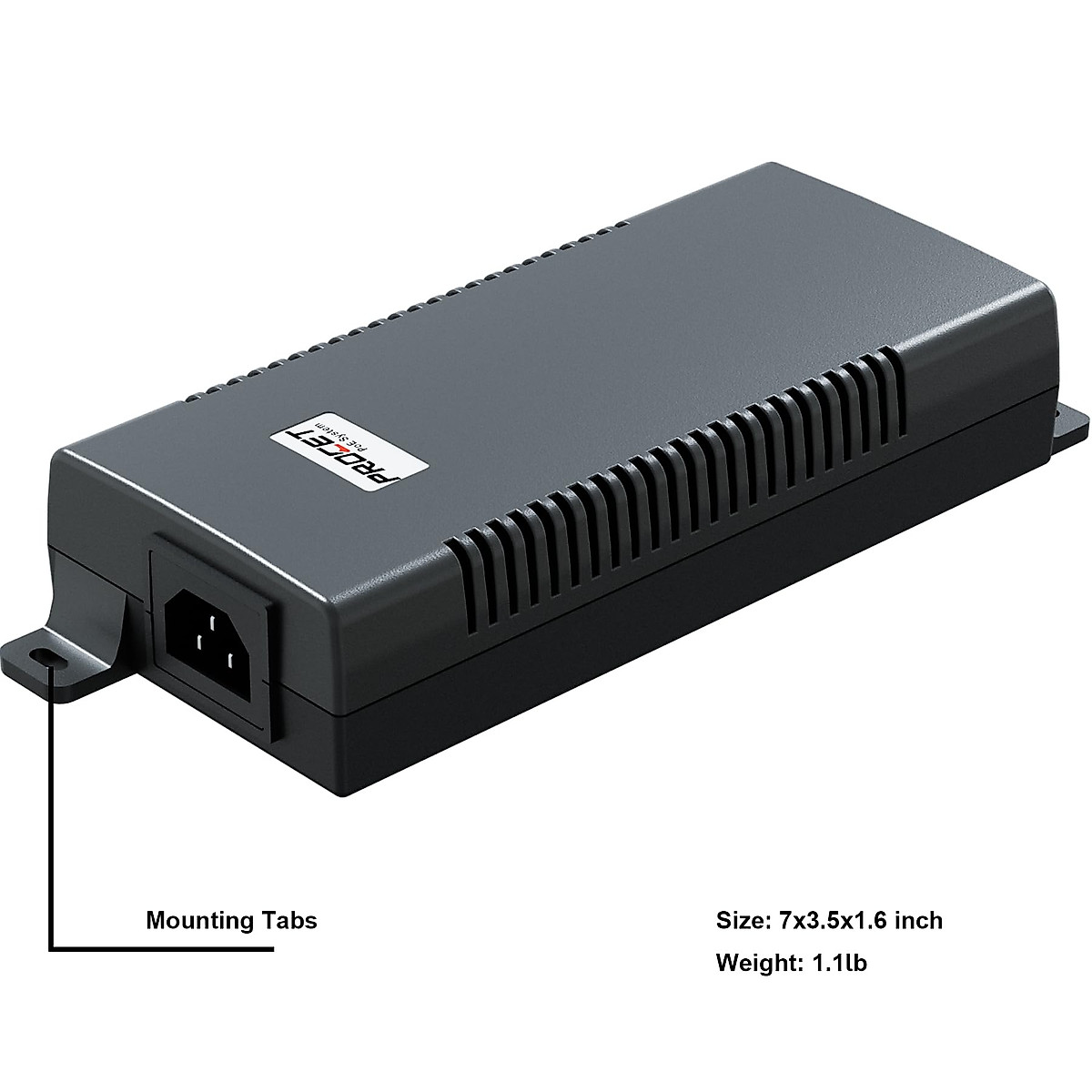 PROCET SFP Fiber PoE Injector 60W SFP Uplink PoE++ Power Injector Gigabit IEEE802.3af/at Compliant, -40℉ to 131℉ for PTZ Camera, Access Point, POS, Kiosk