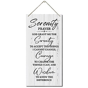 Serenity Prayer Sign, Printed Wood Plaque Sign Wall Hanging, Christian Decor Wood Sign Gift, God Grant Me The Serenity Wall Decor Framed, Farmhouse Live Room Bedroom Decor Wall Art Sign 12" x 6"