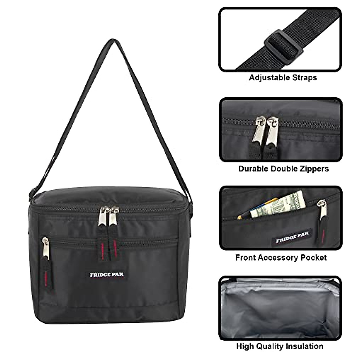 6 Can Cooler Bags Insulated Soft Cooler Lunch Bag for Men, Waterproof Leak Proof Cooler Bags Insulated (Black on Black)