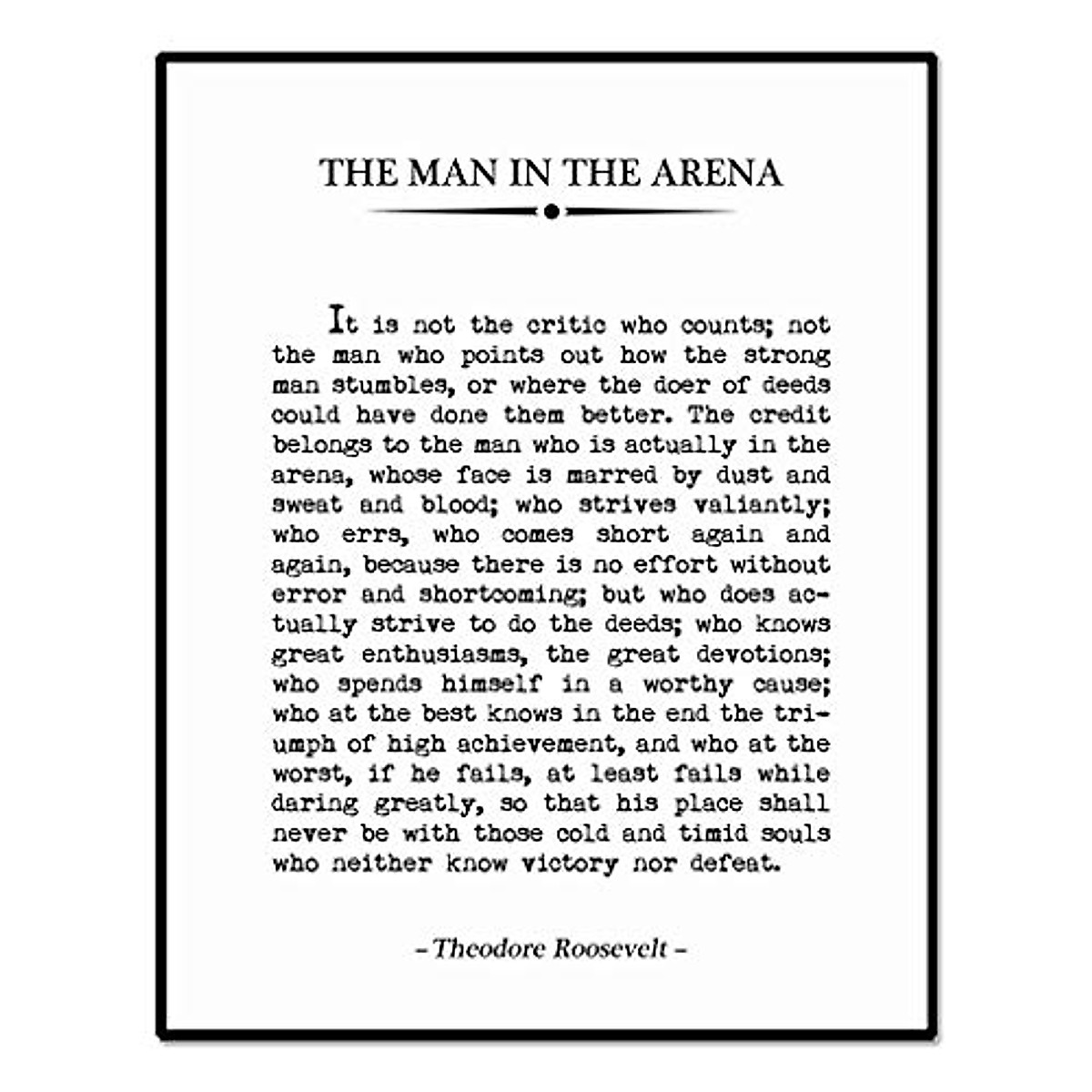 The Man in the Arena, Inspirational Quote Print, Book Page Sign, Graduation Gift, Home Decor, Office Wall Decor, Great Quote, 8 x 10 Inches Unframed