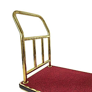 Hotel Luggage cart | Bellman's Cart | Rectangular Red Carpet Base | Steel Deluxe Platform Truck | Gold.